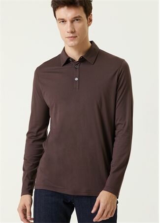 Kiton Erkek Kahverengi Polo Yaka Triko M EU