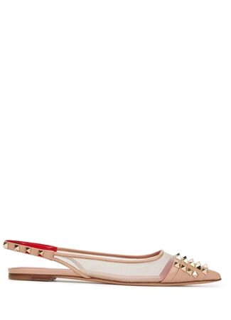 Valentino Garavani Kadın Rockstud Bej Deri Babet 36 EU Valentino Garavani Kadın Rockstud Bej Deri Babet 36 EU