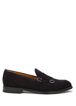 Barrett Erkek Lacivert Çift Kemerli Süet Loafer 6 UK