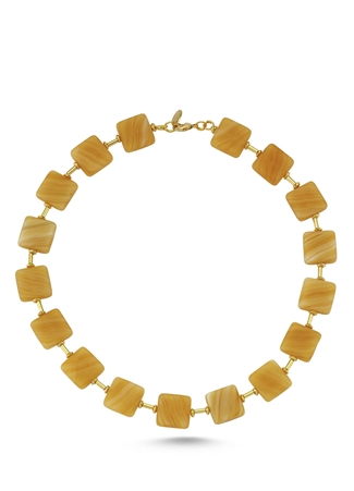 Berrin Özkan Kadın Sarı Kare Formlu Kolye EU