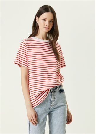 Network Kadın Kırmızı Beyaz T-shirt XS EU