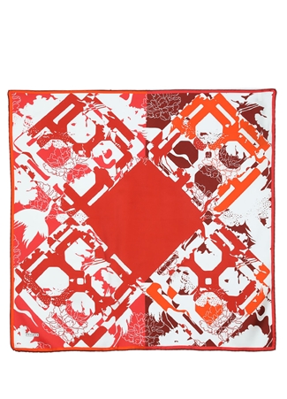 Beymen Kadın Abstract Logo Desenli Kırmızı 90x90 cm İpek Eşarp EU