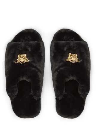 Versace Siyah Suni Kürk Ev Terliği 45 Versace Siyah Suni Kürk Ev Terliği 45