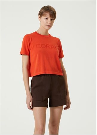 Beymen Club Kadın Mercan Slogan Jakarlı Kısa Kol Kazak Kırmızı XS