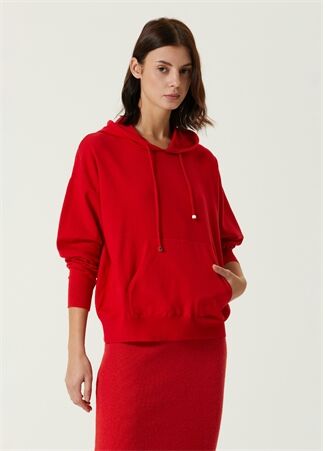 Network Kadın Basic Fit Kırmızı Kapüşonlu Sweatshirt S EU