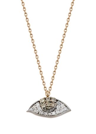 Baguette Kadın Göz Detaylı Altın Rengi Kolye Pembe EU