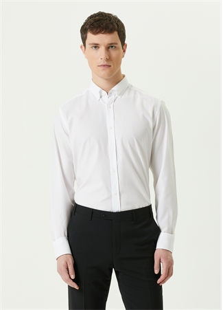 Corneliani Erkek Beyaz Keten Gömlek 42 IT Corneliani Erkek Beyaz Keten Gömlek 42 IT