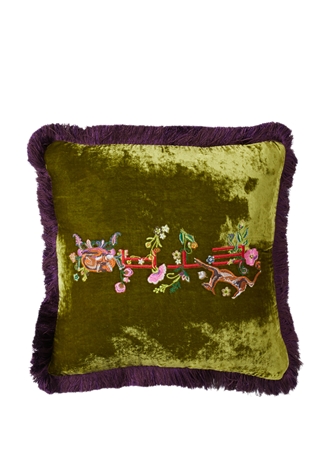 Etro Home Yeşil Etnik Nakışlı 45x45 Dekoratif Yastık Etro Home Yeşil Etnik Nakışlı 45x45 Dekoratif Yastık