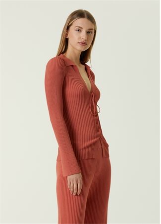 Cult Gaia Kadın V Yaka Bağcıklı Hırka Turuncu M EU Cult Gaia Kadın V Yaka Bağcıklı Hırka Turuncu M EU