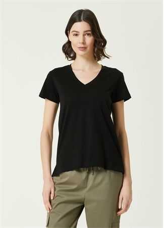Beymen Kadın Siyah V Yaka Dökümlü T-shirt S Eu
