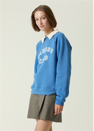 Sandro Kadın Mavi Yaka Detaylı Logolu Sweatshirt 0 US Sandro Kadın Mavi Yaka Detaylı Logolu Sweatshirt 0 US