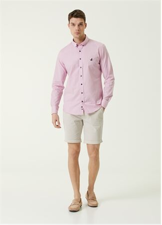 Beymen Club Erkek Slim Fit Gri Logolu Twill Şort 46