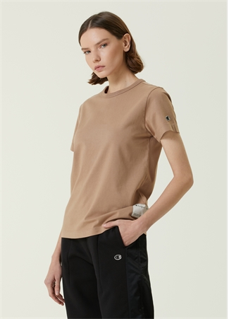 Champion Kadın Vizon Logo Nakışlı Bisiklet Yaka T-shirt Bej S EU Champion Kadın Vizon Logo Nakışlı Bisiklet Yaka T-shirt Bej S EU