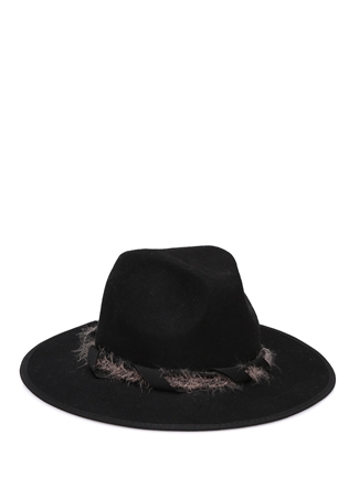 Catarzi Kadın Siyah Kemer Detaylı Yün Şapka 57 EU