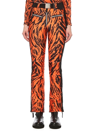 Jet Set Kadın Siyah Turuncu Kaplan Desenli Pantolon 2 Eu