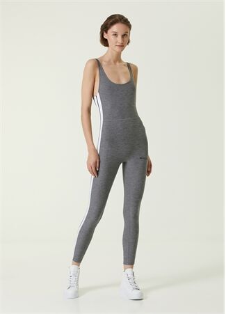 Palm Angels Kadın Gri Şeritli Sırt Dekolteli Tulum S EU