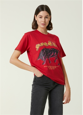 Death is Easy Kadın Deadly Bull Kırmızı Baskılı T-shirt S EU Death is Easy Kadın Deadly Bull Kırmızı Baskılı T-shirt S EU
