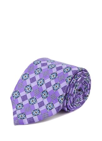 Zegna Erkek Lila Desenli İpek Kravat EU