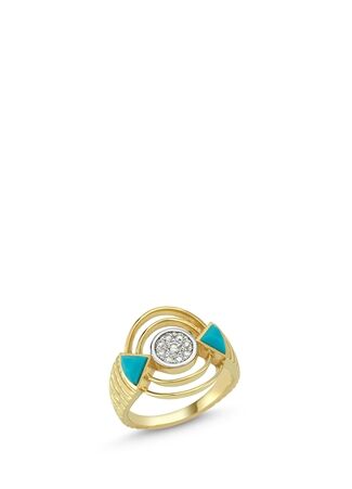 Melis Göral Kadın Deep Sea Taş Detaylı Altın Rengi Yüzük EU