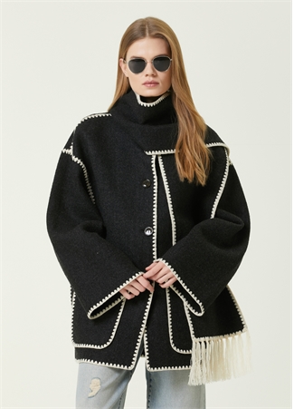 Toteme Kadın Koyu Gri Atkı Detaylı Yün Ceket 38 FR Toteme Kadın Koyu Gri Atkı Detaylı Yün Ceket 38 FR