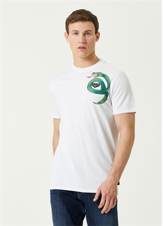 Philipp Plein Erkek Beyaz Yılan Detaylı Logolu T-shirt L EU Philipp Plein Erkek Beyaz Yılan Detaylı Logolu T-shirt L EU