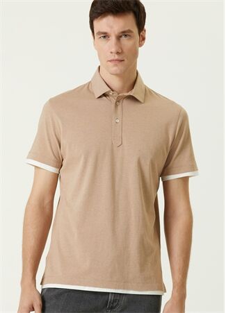 Brunello Cucinelli Erkek Bej Polo Yaka T-shirt 50 IT