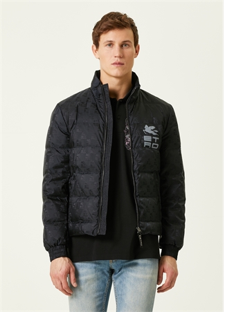 Etro Erkek Siyah Logo Desenli Puff Mont S EU Etro Erkek Siyah Logo Desenli Puff Mont S EU
