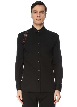 Alexander McQueen Erkek Siyah Askı Detaylı Kadın Gömlek 6 IT