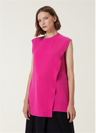 Valentino Kadın Şeftali Drapeli Kolsuz İpek Bluz Pembe 42 IT Valentino Kadın Şeftali Drapeli Kolsuz İpek Bluz Pembe 42 IT