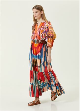 Etro Kadın Desenli Maksi Etek Kırmızı 40 IT