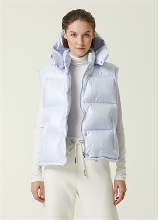 Miu Kadın Mavi Kapüşonlu Puff Yelek Mor 40 IT Miu Kadın Mavi Kapüşonlu Puff Yelek Mor 40 IT