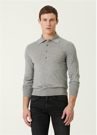 Tom Ford Erkek Gri Polo Yaka Yün Triko 54 IT