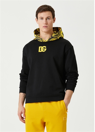 Dolce&Gabbana Erkek Siyah Sarı Desenli Kapüşonlu Sweatshirt 44 IT Dolce&Gabbana Erkek Siyah Sarı Desenli Kapüşonlu Sweatshirt 44 IT