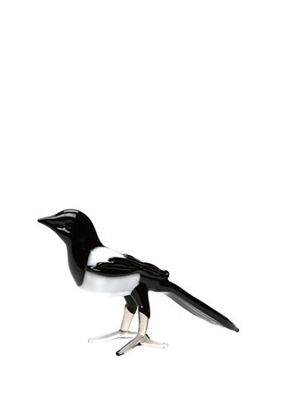 Nenartworld Siyah Saksağan Kuşu Formlu Cam Obje