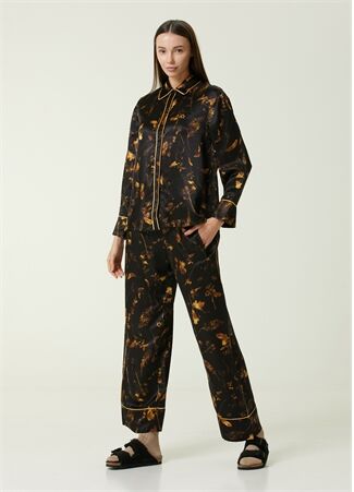 Allsaints Kadın Siyah Gold Çiçekli Pijama Alt XS EU