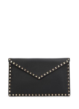 Valentino Garavani Kadın Rockstud Siyah Deri El Portföyü EU