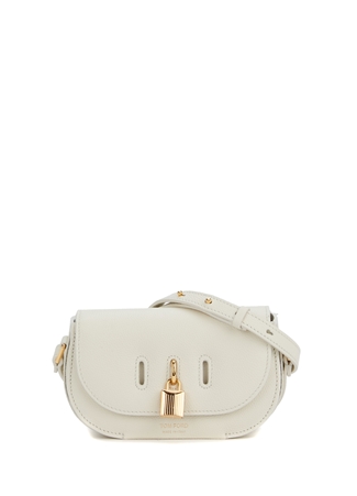 Tom Ford Kadın Beyaz Kilit Detaylı Deri Omuz Çantası EU Tom Ford Kadın Beyaz Kilit Detaylı Deri Omuz Çantası EU