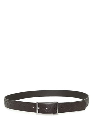 Bottega Veneta Erkek Kahverengi Örgü Dokulu Deri Kemer 0 EU