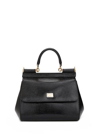 Dolce&Gabbana Kadın Sicily Small Siyah Logolu Deri Omuz Çantası EU Dolce&Gabbana Kadın Sicily Small Siyah Logolu Deri Omuz Çantası EU