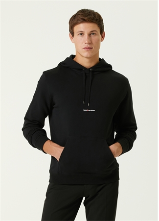 Erkek Siyah Kapüşonlu Logo Detaylı Sweatshirt XL EU Erkek Siyah Kapüşonlu Logo Detaylı Sweatshirt XL EU