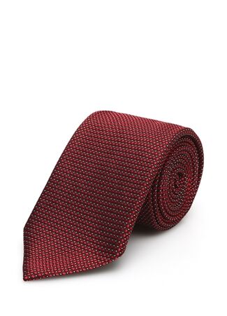 Zegna Erkek Kırmızı Mikro Desenli İpek Kravat EU