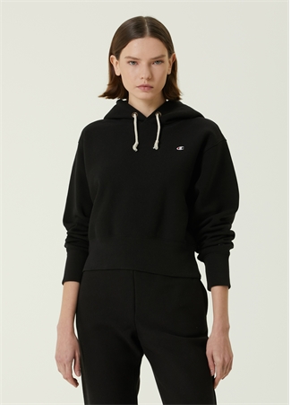Champion Kadın Siyah Kapüşonlu Logolu Sweatshirt S EU Champion Kadın Siyah Kapüşonlu Logolu Sweatshirt S EU