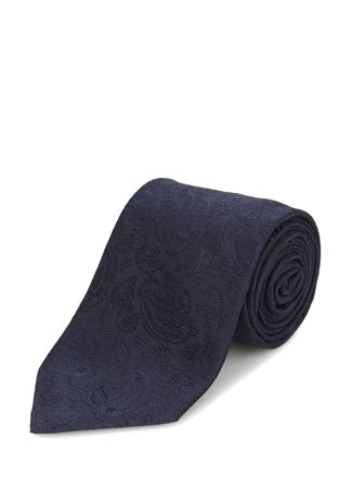 Beymen Collection Erkek Lacivert Şal Desenli İpek Kravat EU IT