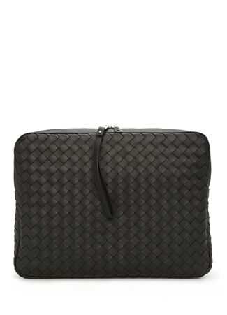 Bottega Veneta Erkek Siyah Örgü Dokulu Deri El Portföyü EU