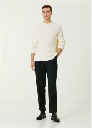 Pal Zileri Erkek Yeşil Kazayağı Desenli Pili Detaylı Yün Pantolon 48 IT