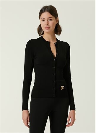 Dolce&Gabbana Kadın Siyah Logo Detaylı Hırka 42 IT