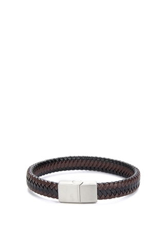 Beymen Collection Erkek Kahverengi Örgü Detaylı Deri Bileklik EU Beymen Collection Erkek Kahverengi Örgü Detaylı Deri Bileklik EU