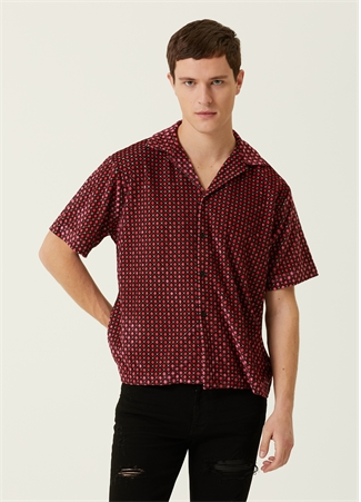 Amiri Erkek Kırmızı Geometrik Desenli Gömlek M EU Amiri Erkek Kırmızı Geometrik Desenli Gömlek M EU