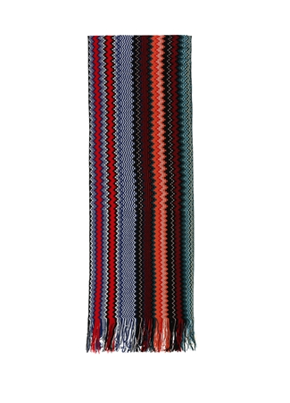 Missoni Kadın Mavi Kırmızı Zikzak Dokulu Yün Atkı EU Missoni Kadın Mavi Kırmızı Zikzak Dokulu Yün Atkı EU