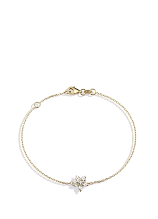 Collection-Pimiento Kadın Çiçek Formlu Pırlanta Detaylı Altın Rengi Bileklik EU